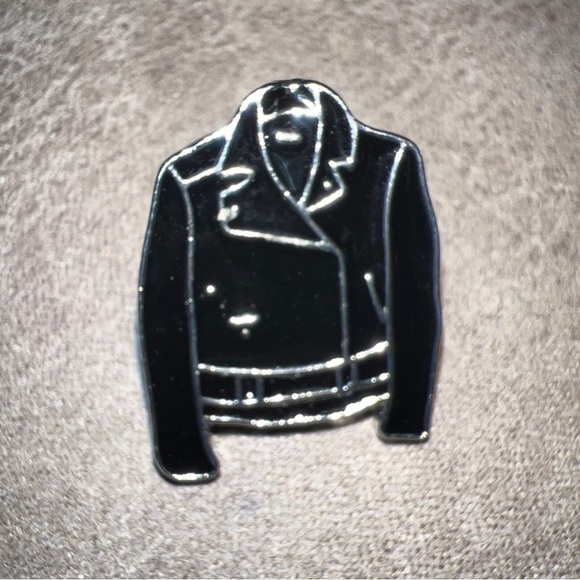 Other | Black Leather Motorcycle Jacket Greaser Punk 195s Enamel Pin ...